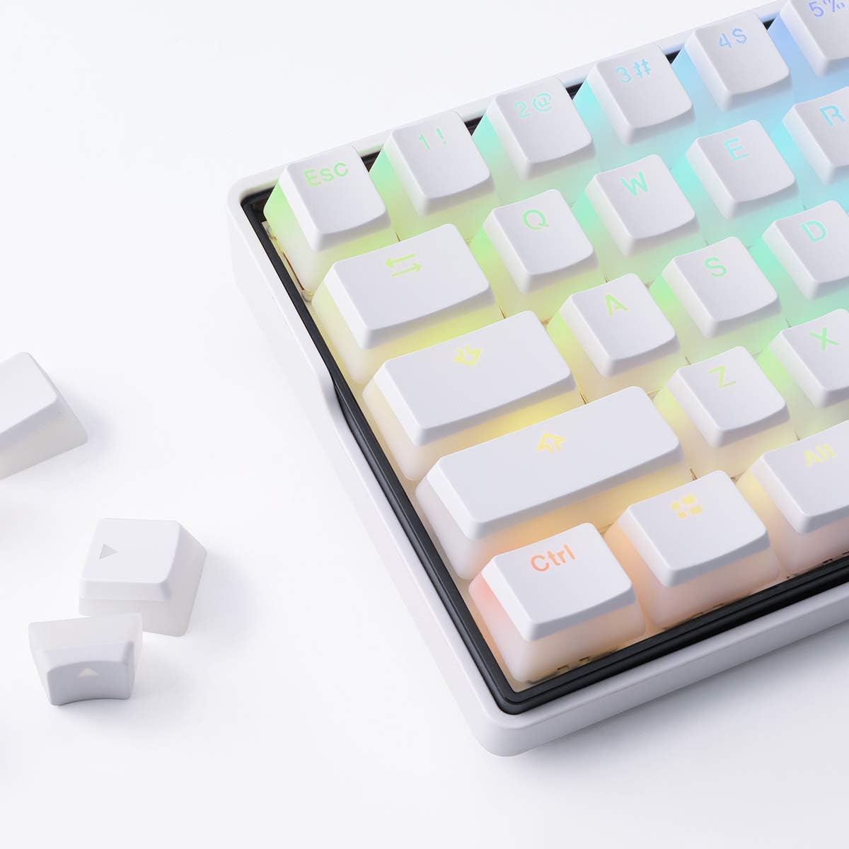 Amazon.com: Dierya White PBT Double Shot Pudding Keycaps, 104 Keys ...