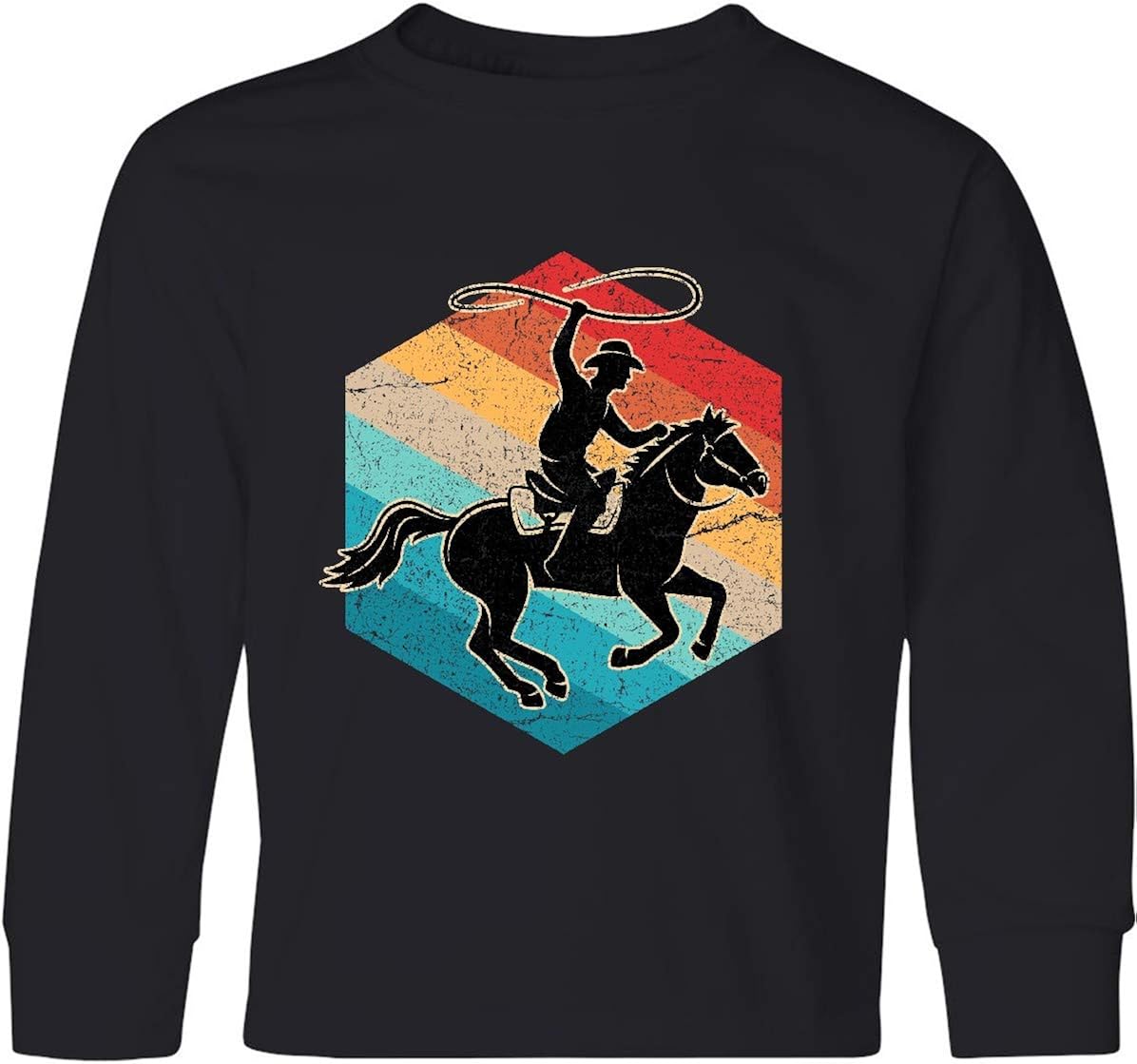 Amazon.com: inktastic Cowboy Retro Sunset Rodeo Team Roper Youth Long ...