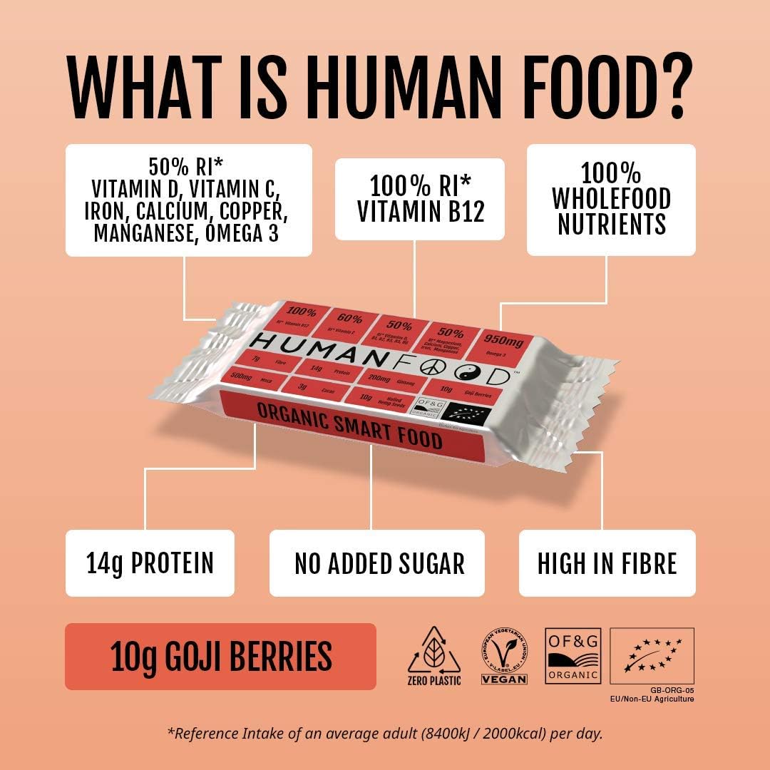 Human Food – Vegan Protein Bar – 10 Pack – Organic Plant Based Daily ...