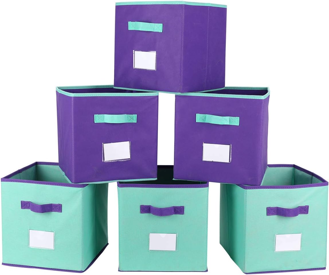 TQVAI Mix Color Foldable Storage Cubes 6 with Label Holder Colorful Kid ...