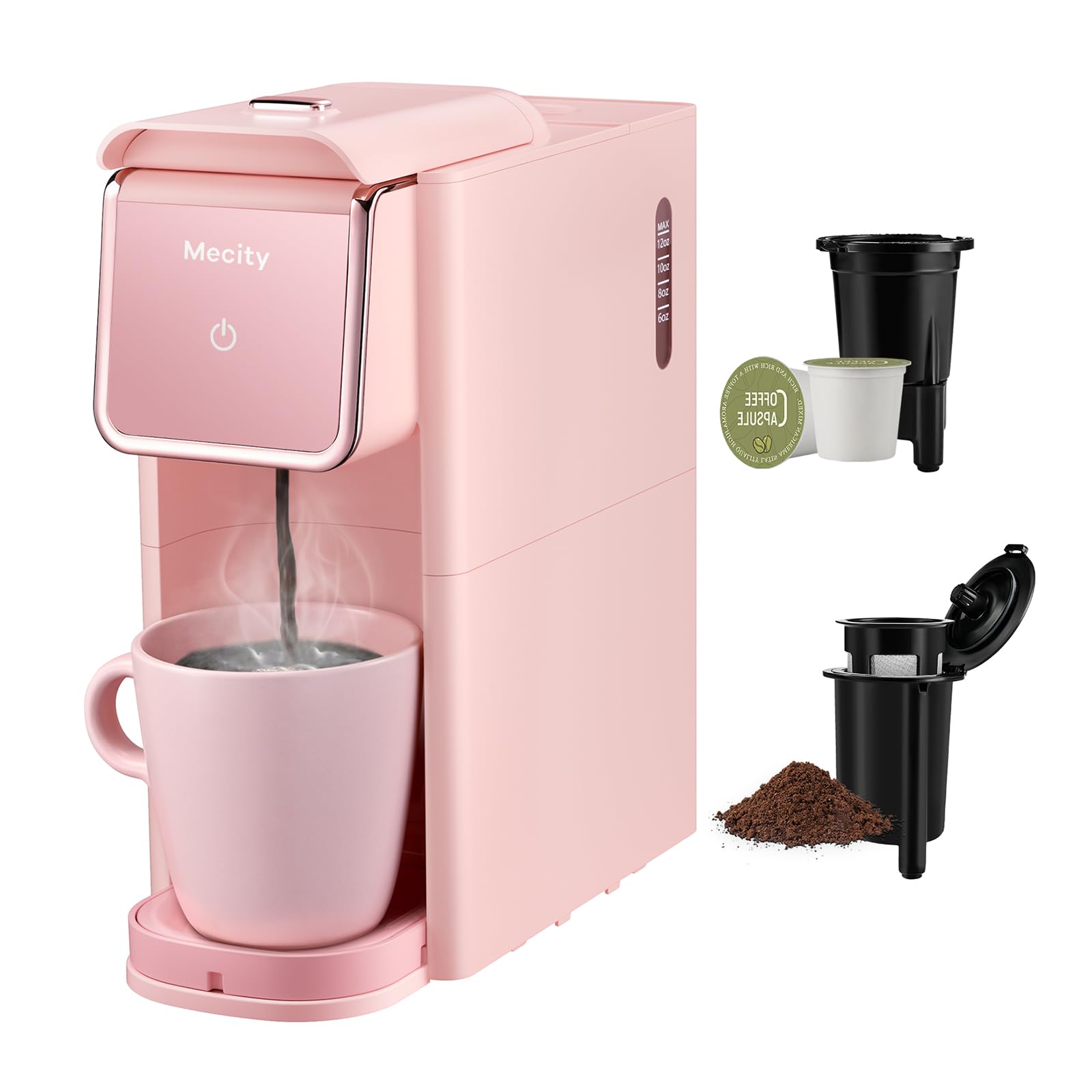 Mecity Pink Coffee Maker Mini Single Serve Coffee Machine Compatible ...