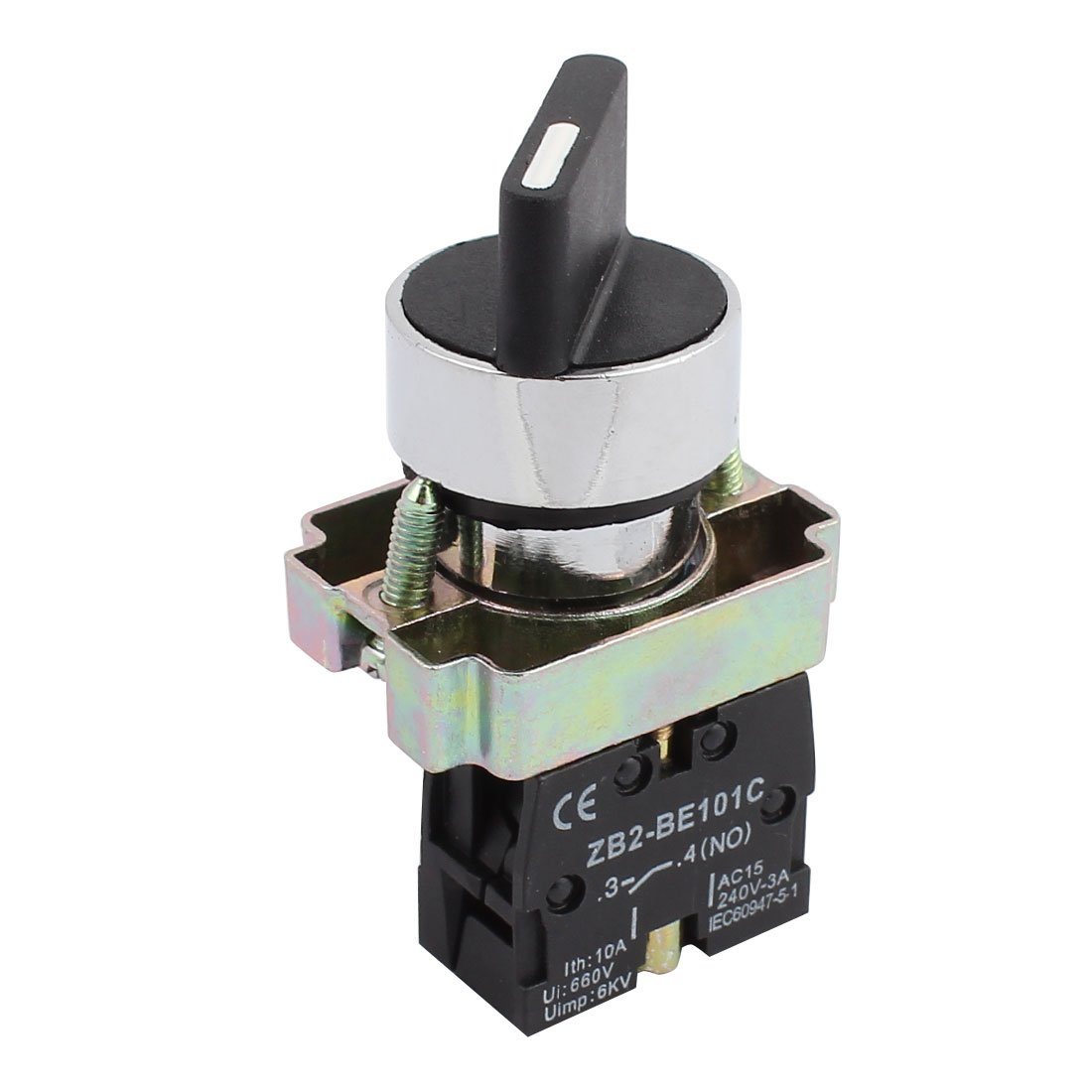 uxcell A14112200ux0184 ZB2-BE101C NO SPST 2 Positions Maintained Rotary Select Selector Switch ...