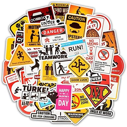 50Pcs Mixed Warning Sticker No Smoking Wet Floor Sign Alarm Biohazard ...