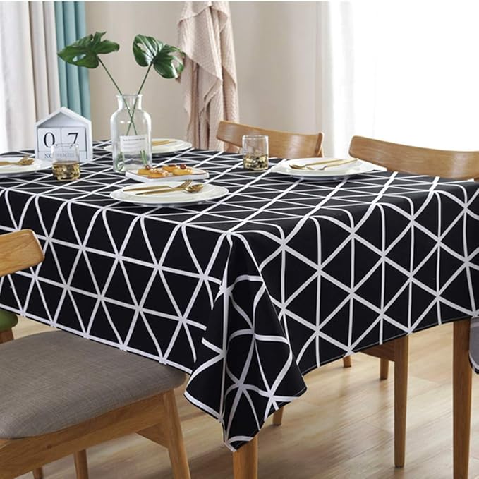 Snow Wolf Black And White Geometric Table Cover Simple And Modern ...