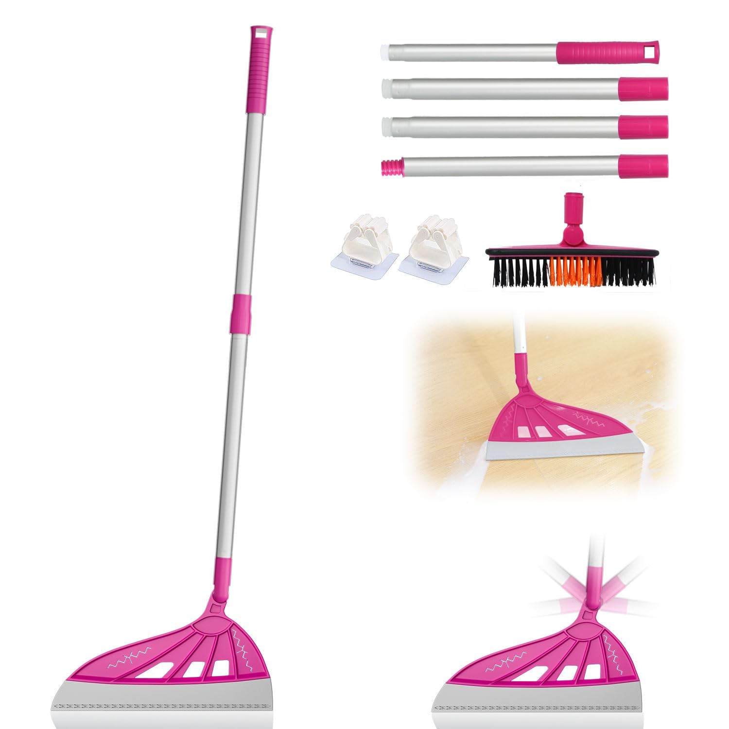 Magic Broom with V-Shape Brush, 2 in 1 Squeegee Broom for Floor ...