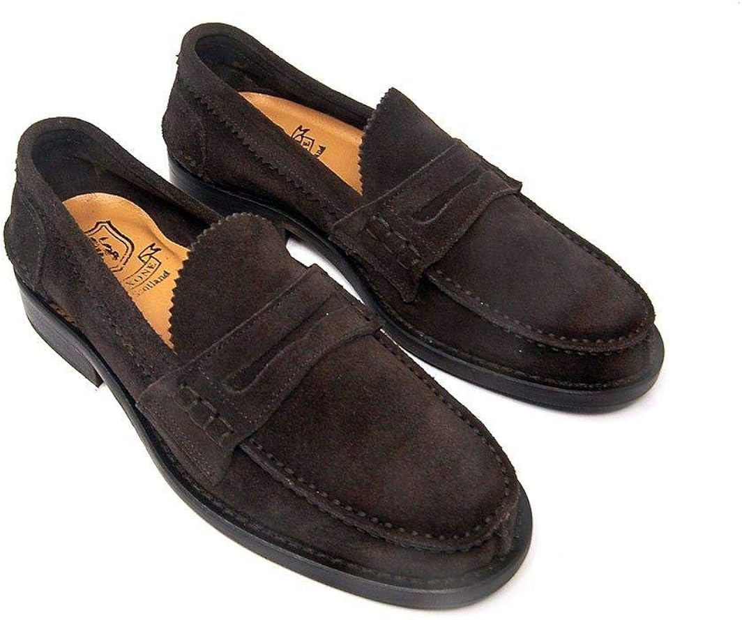 Scarpe Saxone Of Scotland Woman Penny Loafer Dark Brown Suede Scarpe e ...