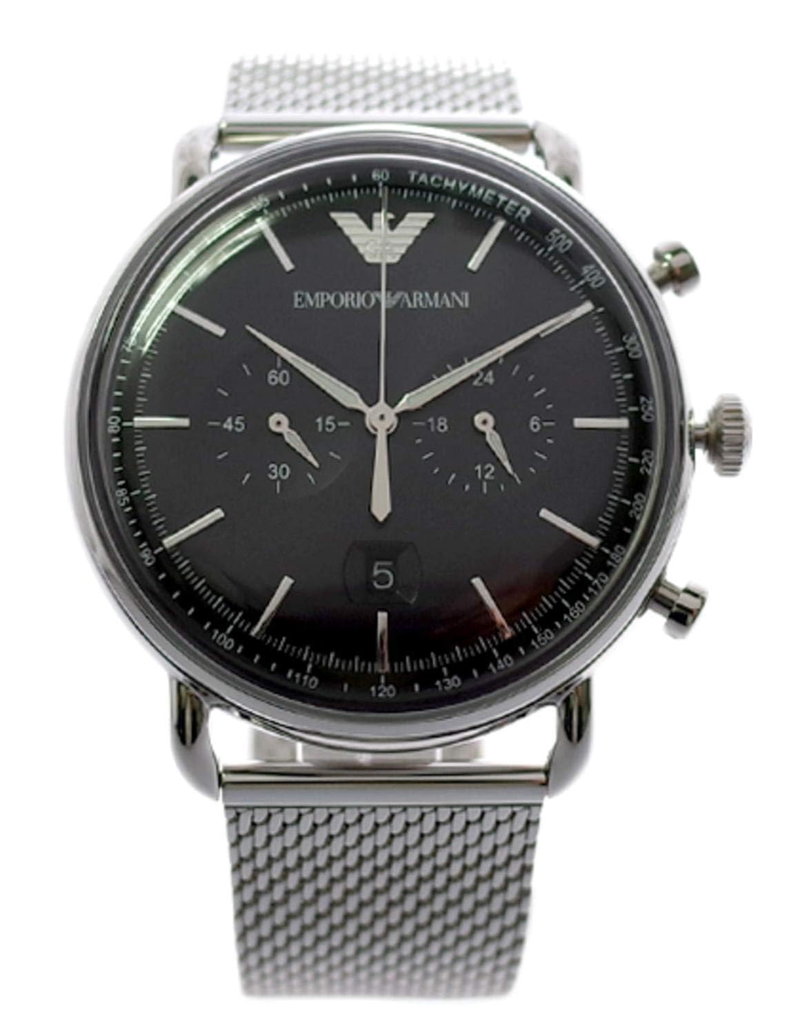 Amazon | [エンポリオ アルマーニ] EMPORIO ARMANI 腕時計 クロノグラフ クオーツ AR11104 ブラック シルバー ...