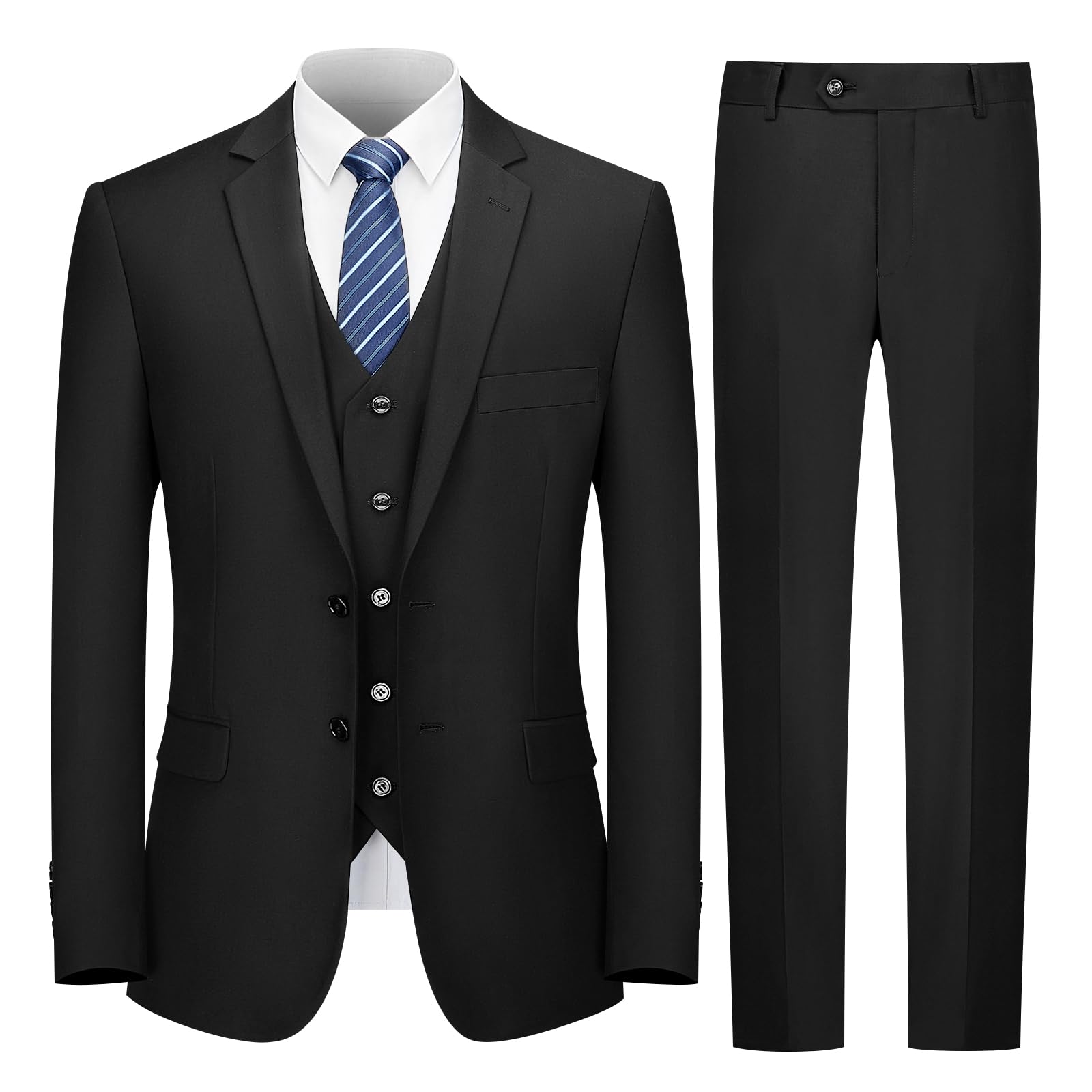 Cooper & Nelson 3 Piece Mens Suit Set, 2 Button Slim Fit Suit for Men ...