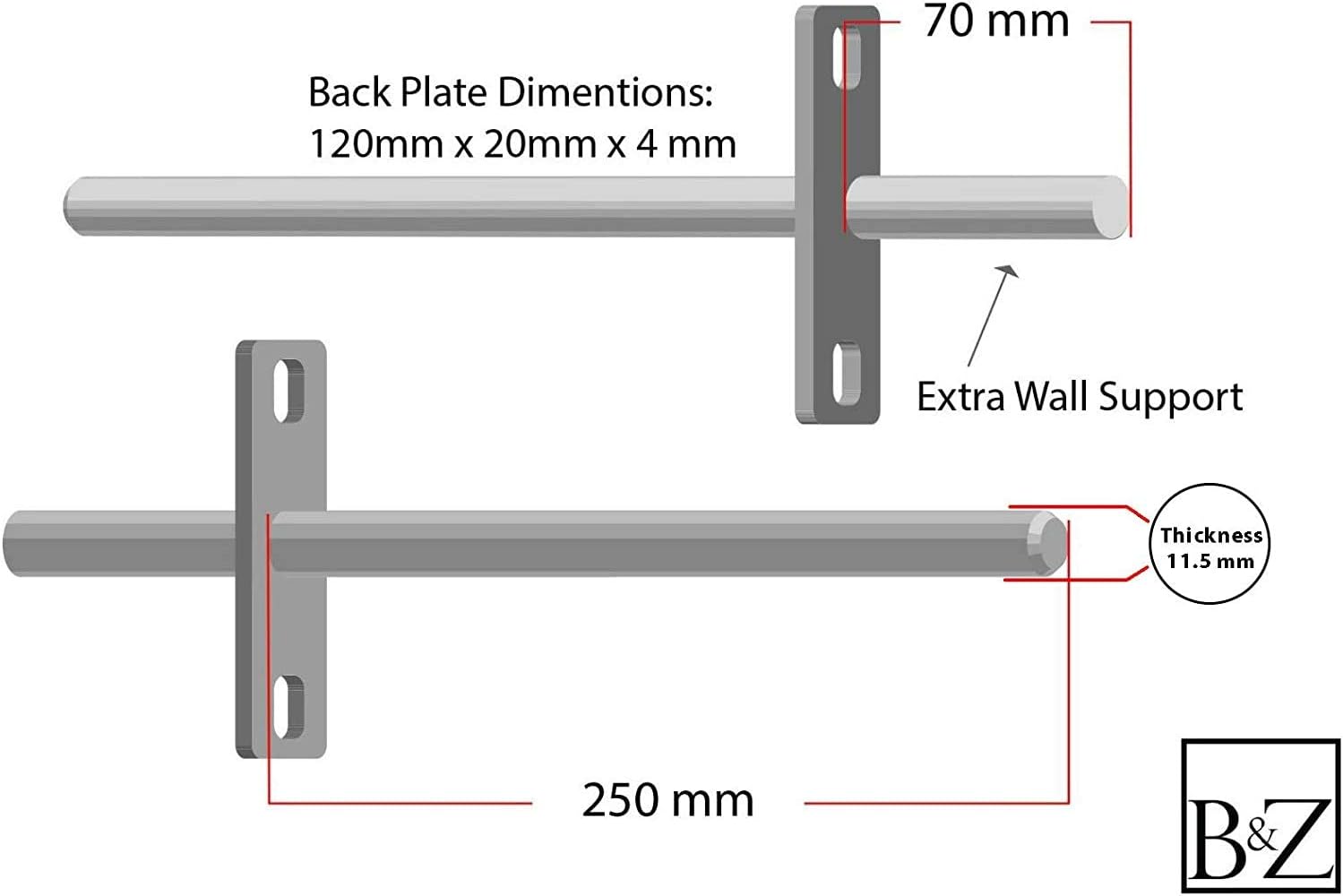 B&Z – Heavy Duty Concealed Floating Invisible Flying Blind Wall Mounted ...