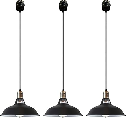 Amazon.com: STGLIGHTING 1-Light J-Type Track Light Pendants Black ...