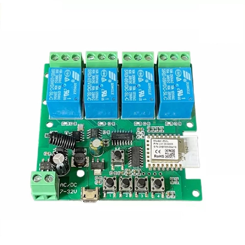 MHCOZY 4 Channel 12V ZigBee Relay Switch with Clean Contact, Adjustable ...