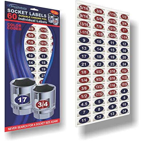 SteelLabels BUSNIB00PE649W0 Chrome Socket Labels (Blue Edition) - Tool ...