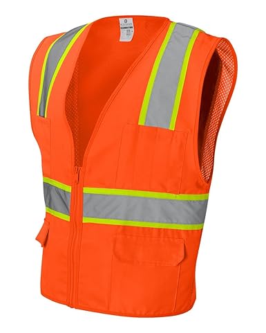 Amazon.com: Solid Front Vest with Mesh Back, Color: Orange, Size: Large ...