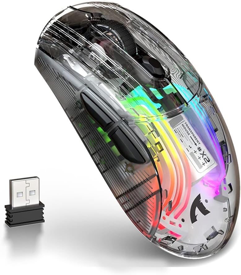 Wireless Gaming Mouse Transparent Bluetooth Dual Mode Clear RGB ...
