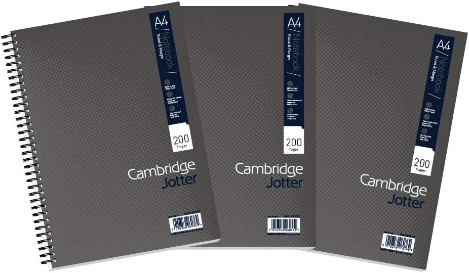Cambridge Jotter, A4 Notebook, Wirebound, Lined, 200 Page, Pack of 3 ...