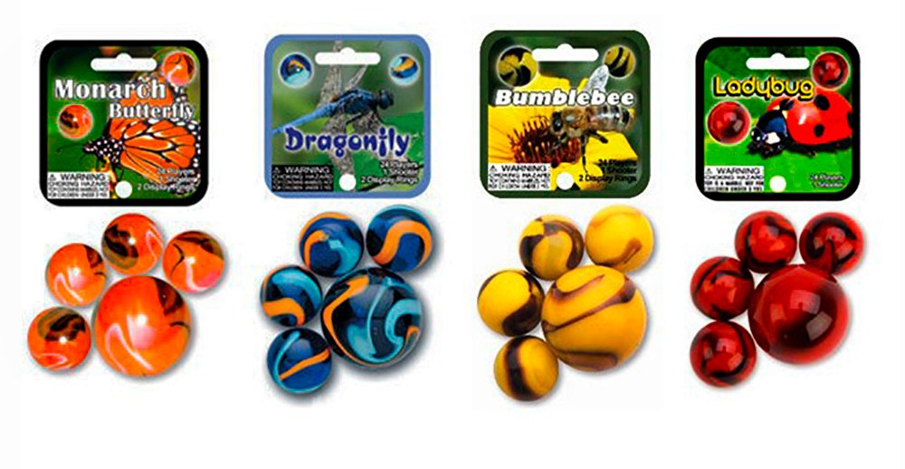 Toys Mega Marbles Insects Themed Set 4-Pack with Monarch Butterfly 100 ...