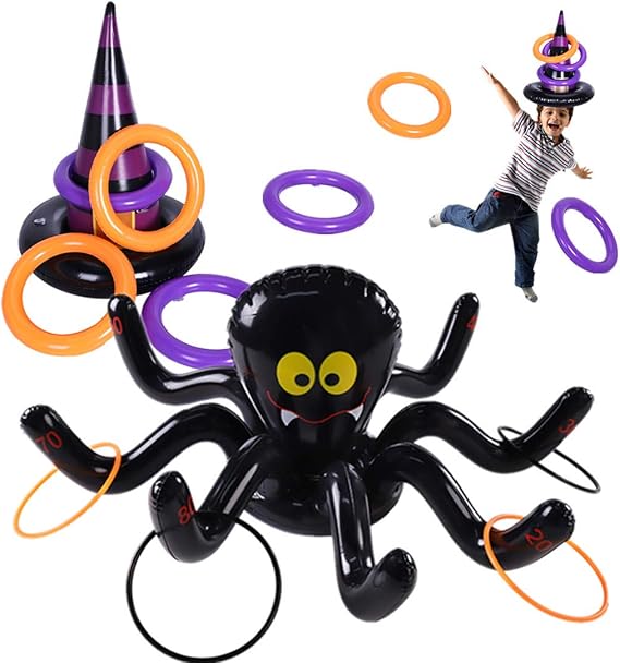 Amazon.com : Max Fun Halloween Ring Toss Game Inflatable Spiders Witch ...