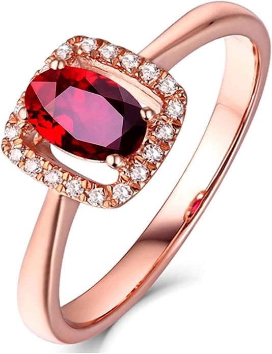 Daesar Bague Or Rose Femme 18K, Bague Femme Mariage 0.61ct Rubis Rouge ...