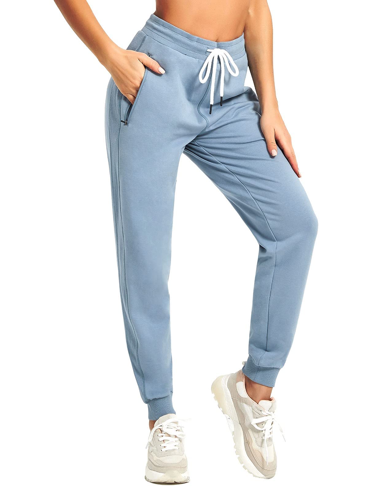 PULI Slim Fit Sweatpants for Women Cotton Joggers Lightweight Lounge ...