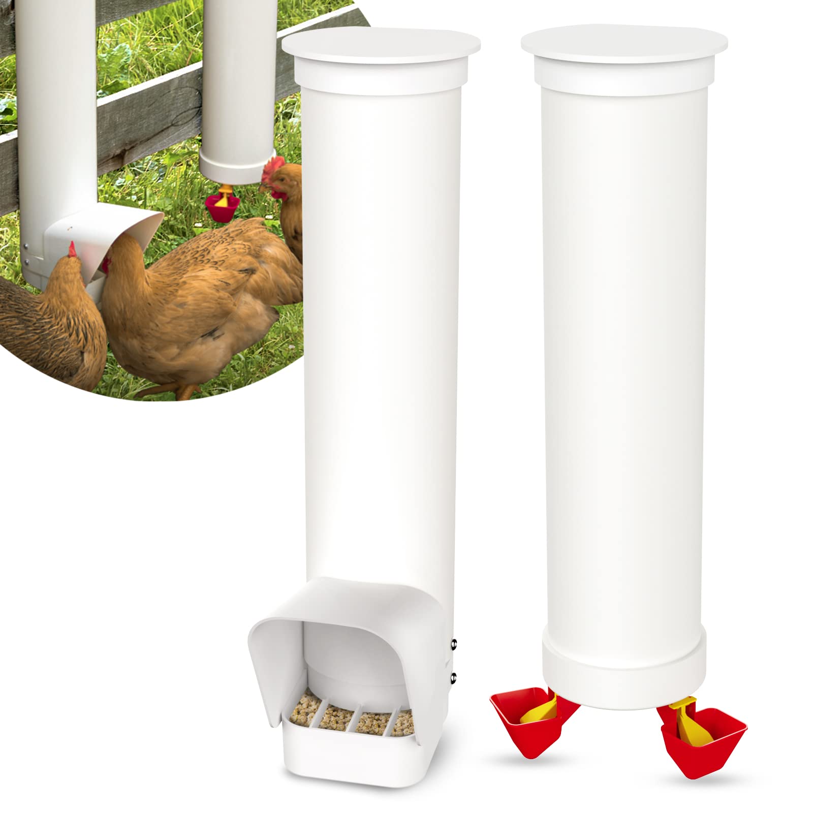VOSON Hanging Chicken Feeder and Waterer Set No Waste | Includes 1 ...