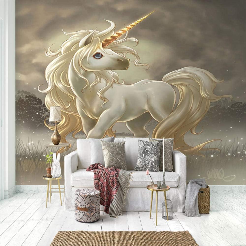 Poster Geant Mural Licorne animale Papier Peint Intissé Chambre Salon ...