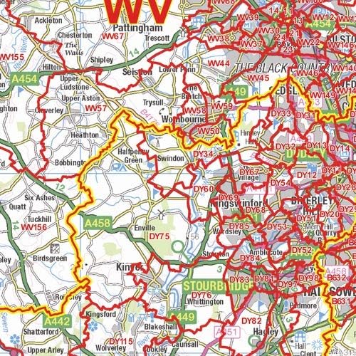 West Midlands Postcode Sector Wall Map (S10) – 47″ x 33.25″ Laminated ...