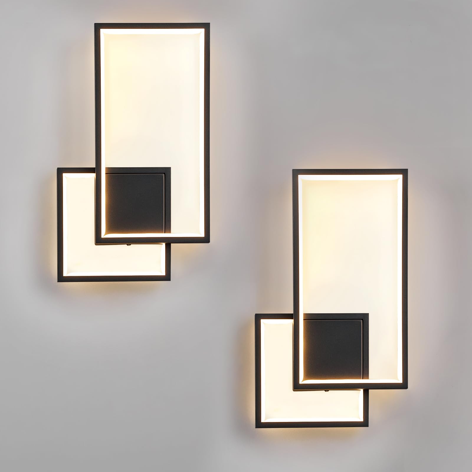 FDPBY Modern Black Led Wall Sconce of Two 3000K Dimmable Wall lamp 18W ...