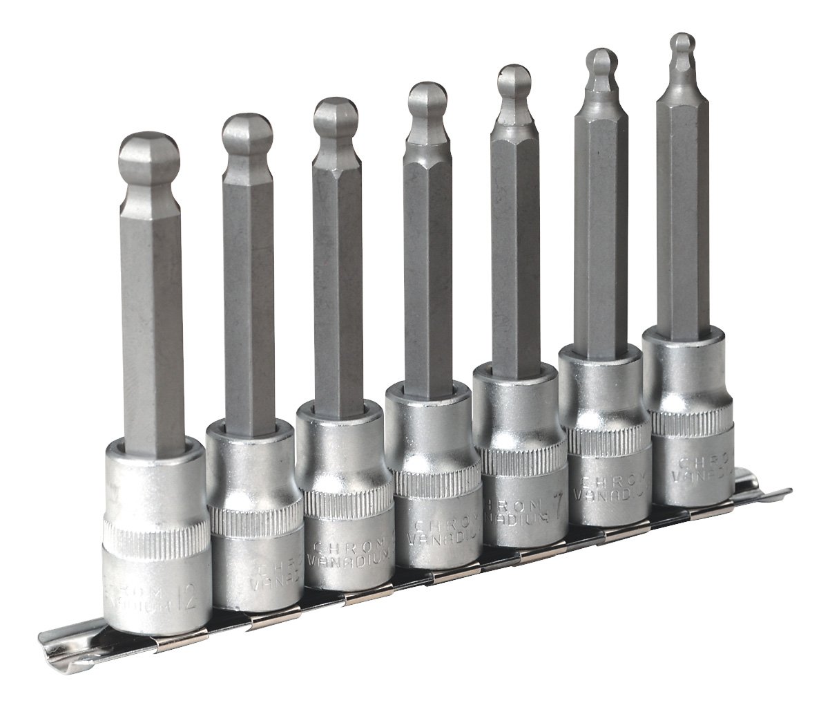 Sealey AK622 7 Piece 1 2 inch Sq Drive Hex Ball End Socket Bit Set sealey-ak622-7-piece-1-2-inch-sq-drive-hex-ball-end-socket-bit-set