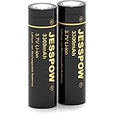 Amazon.com: JESSPOW 2 Pack 18650 Rechargeable Battery Lithium 3.7V 3300mAh Button Top, Batteries ...