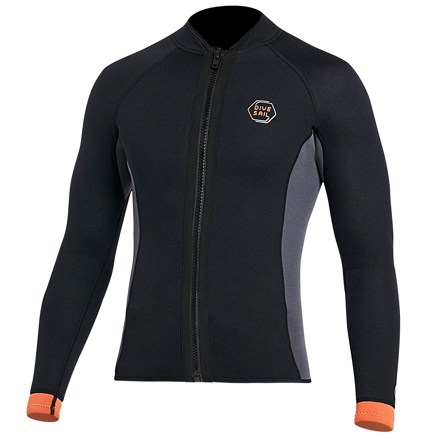 Wetsuit Top 3mm Neoprene Wetsuit Jacket Men Front Zip Long Sleeve Diving Suit for Swimming ...