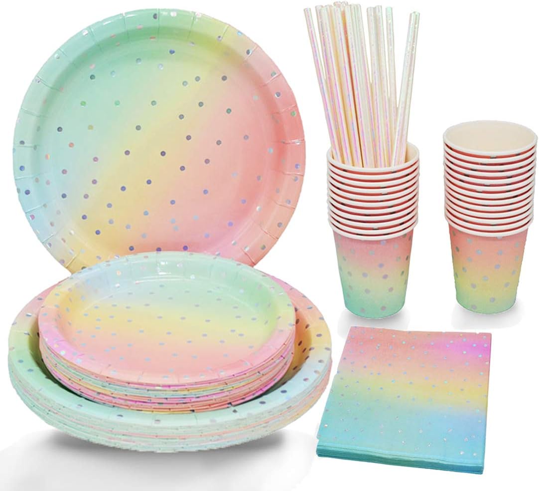 Amazon Sliver Dot Disposable Paper Party Plates Set 25 Dinner