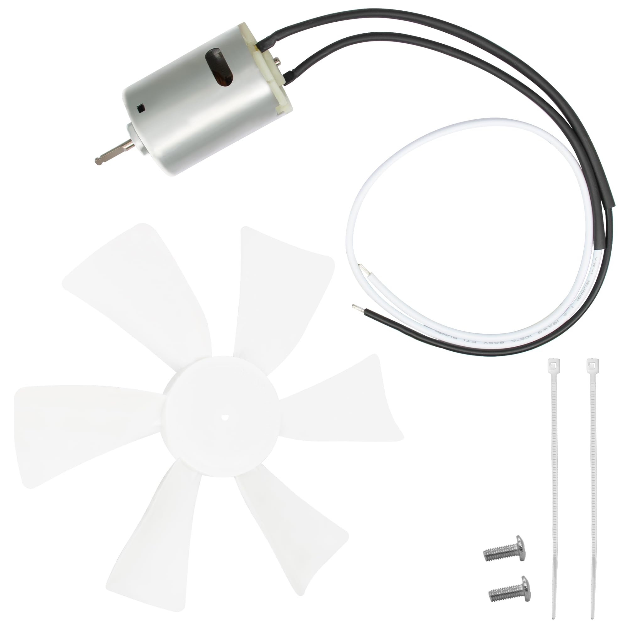6 Inch RV Vent Fan Blade with 12V D-Shaft Motor, White RV Bathroom Vent ...