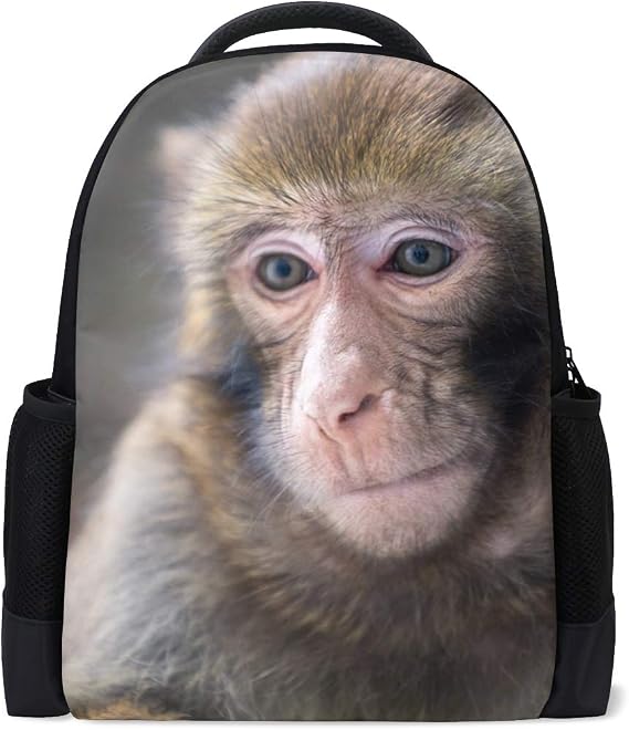 ColourLife Mochila escolar fofa de macaco selvagem mochila escolar ...