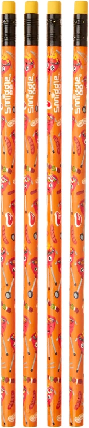 Smiggle Scented Pencil Pack X4 Scented HB Wooden With Eraser Top (BBQ ...