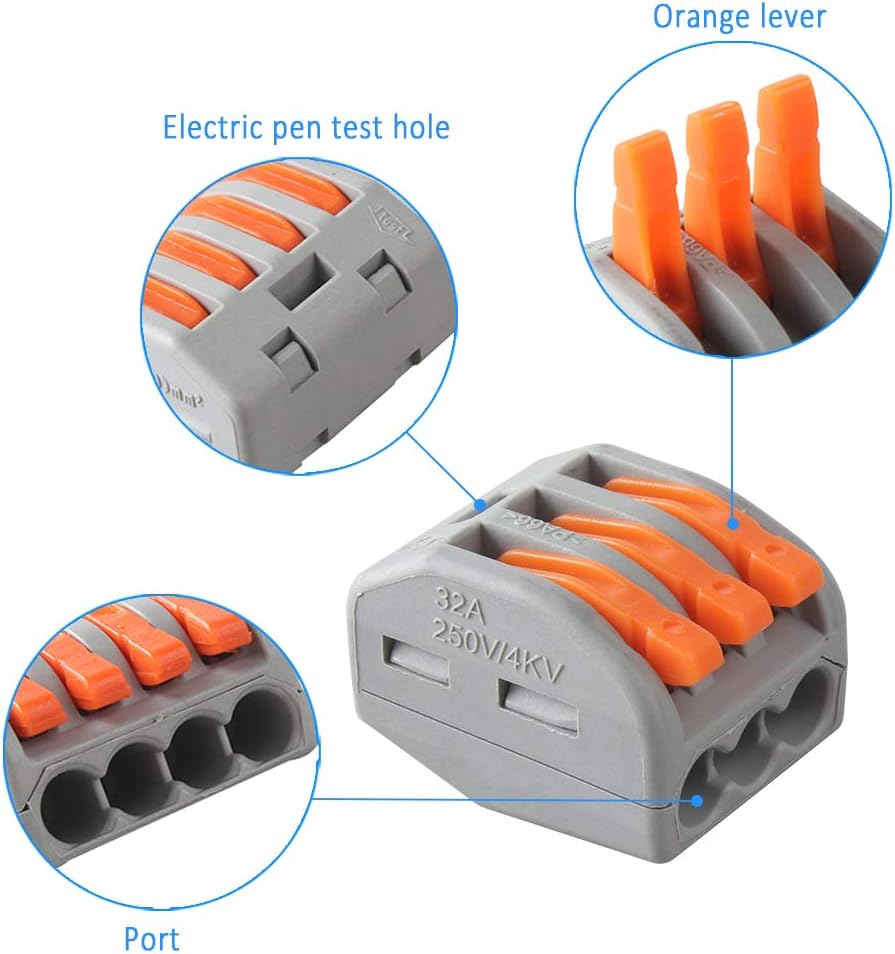 40 Pieces Compact Wire Connectors, Lever Nut Connector Assortment ...