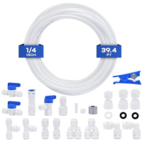 CNAODUN Refrigerator Water Line Kit - 1/4" OD 39.4ft Tubing, Ice Maker ...