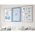 Amazon.com: Preppy Bow Wall Art Decor Blue Aesthetic Canvas Wall Art ...