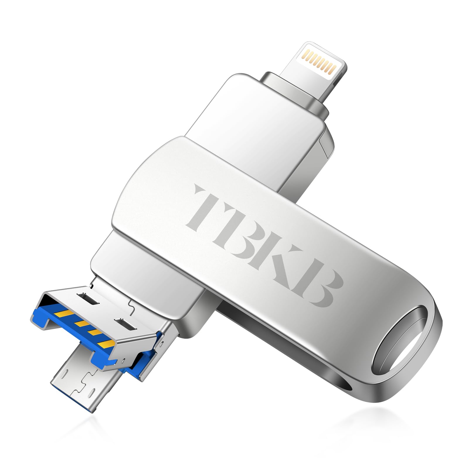 TBKB 256GB USB 3.0 Flash Drive for iPhone Photo Stick, 3 in 1 USB ...