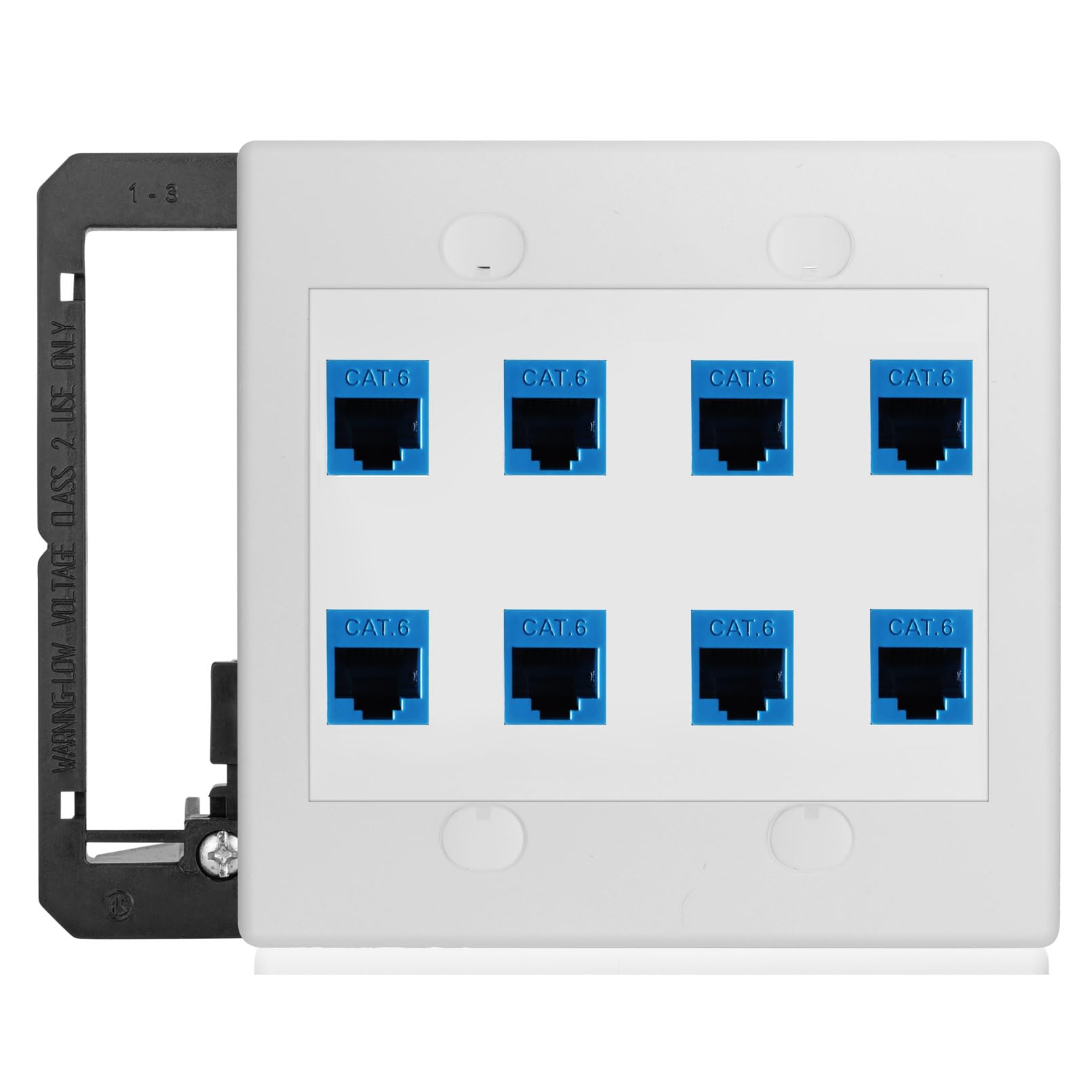 8 Port Ethernet Wall Outlet Plate Cat6 Jack RJ45 Keystone Network ...
