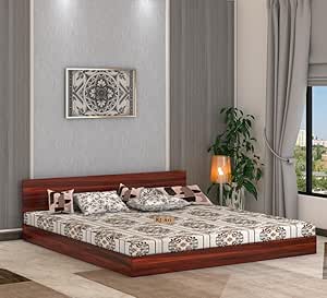 RJ ART Wooden Low Height Queen Size Bed Without Storage | Wooden ...