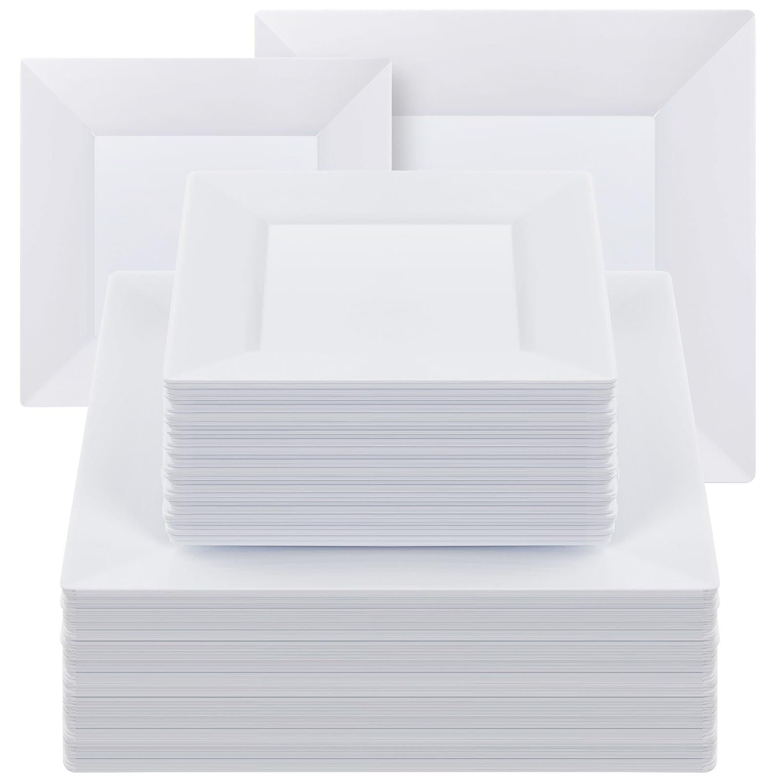 Goodluck 100 Pack Disposable Square Plastic Plates, Heavy Duty 50pcs ...