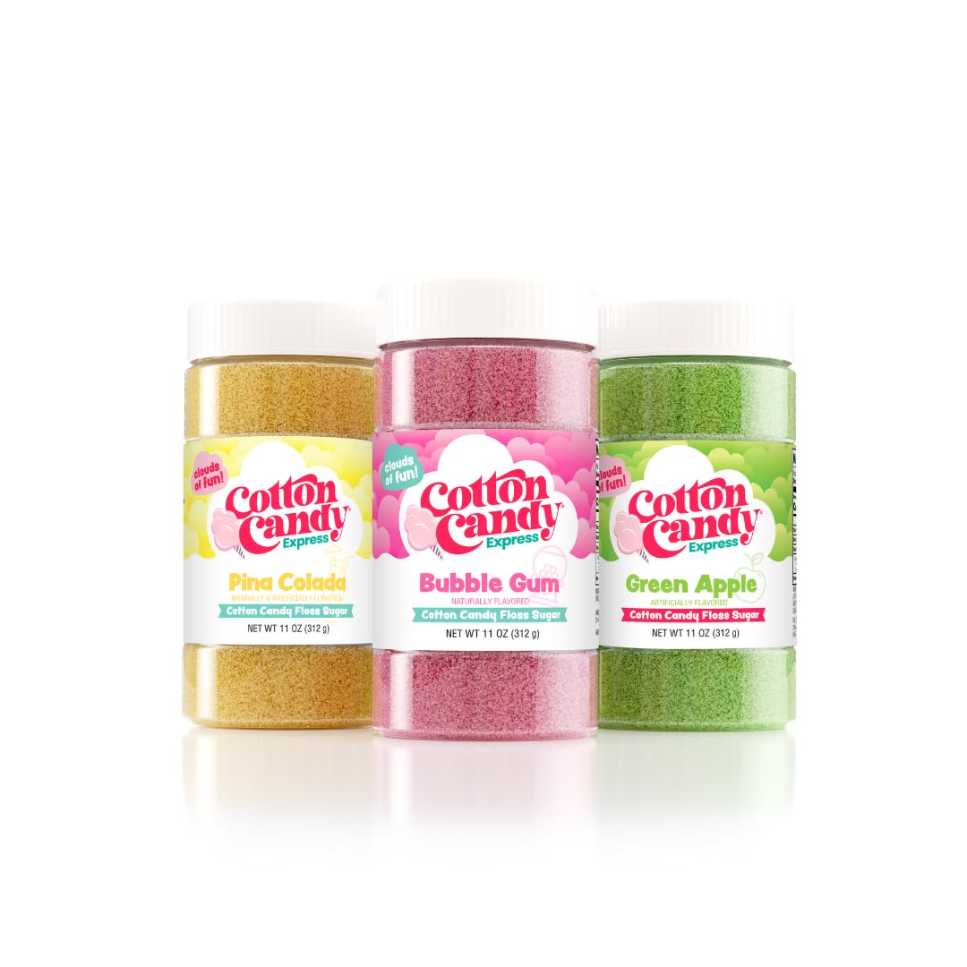 Mua Cotton Candy Express Floss Sugar Variety Pack with 3 - 11oz Plastic ...