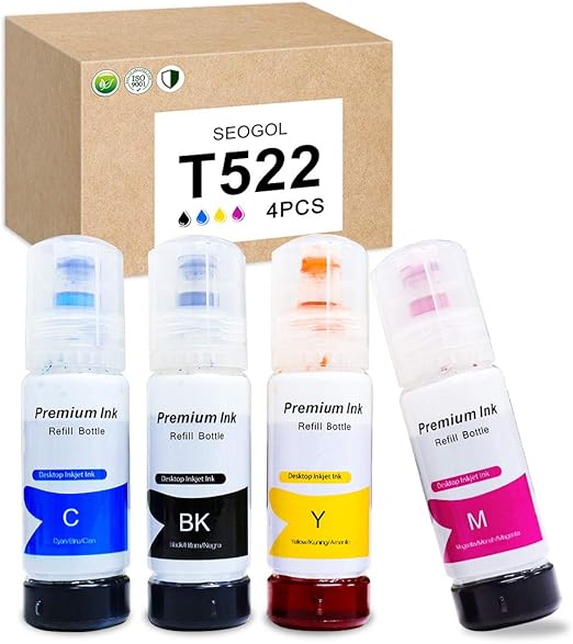 Amazon.com: Seogol Compatible Epson T522 Ink Premium Refill Ink Bottles ...