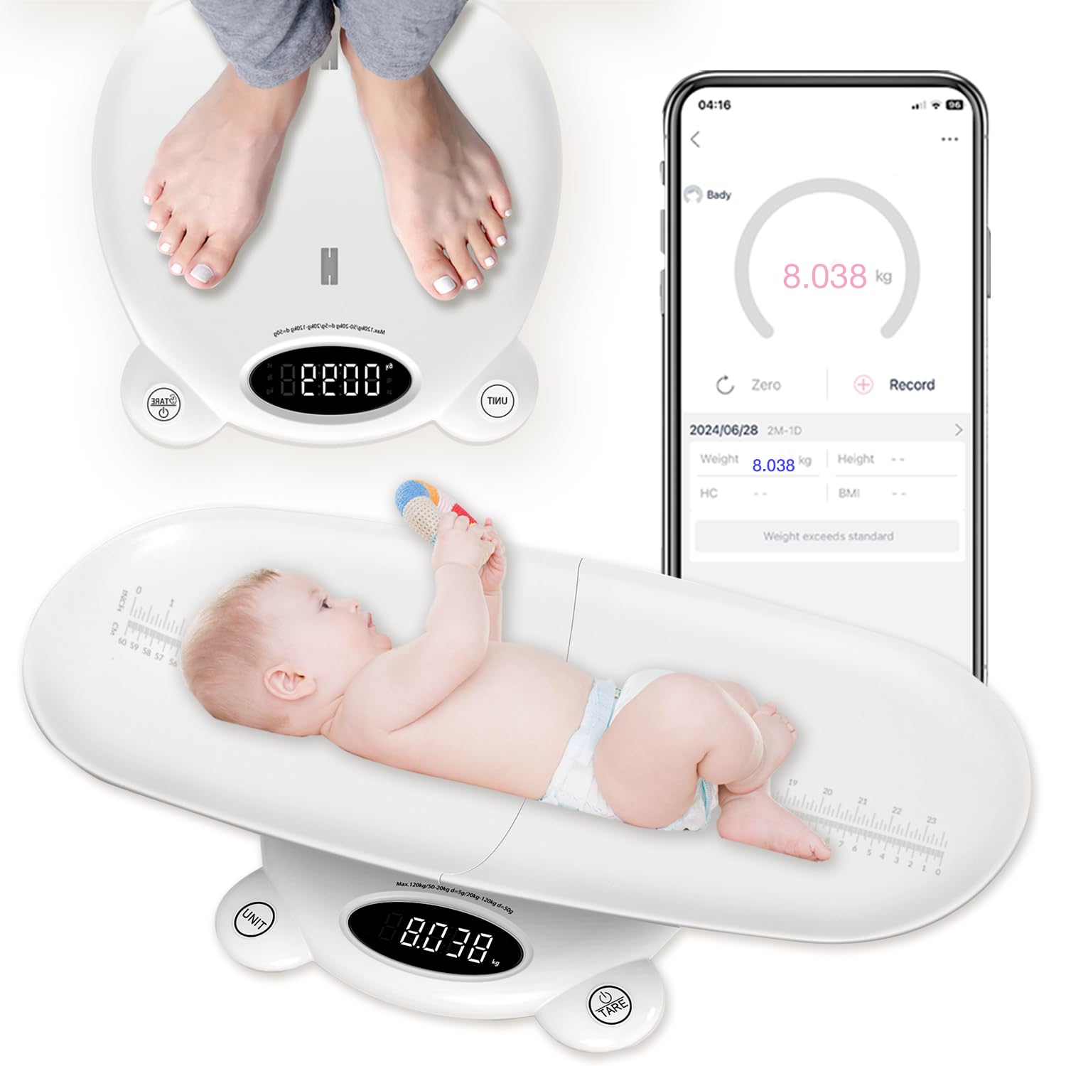 Mua OLUNASY Smart Baby Scale with App, Baby Weight & Height Scale ...