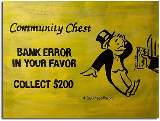 wzgsffs Bank Error In Your Favor By Monopolyingly Canvas Painting Print ...