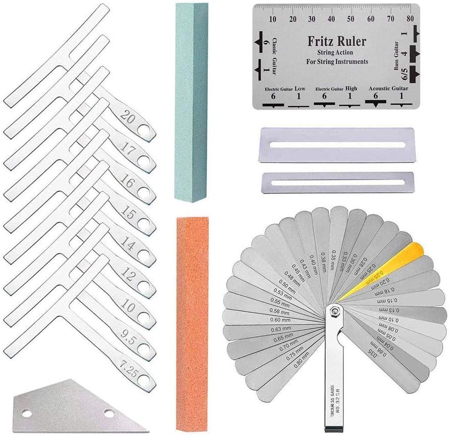 Guitar Luthier Tool Kit with 9Pcs Understring Radius Gauge 32 Blades ...