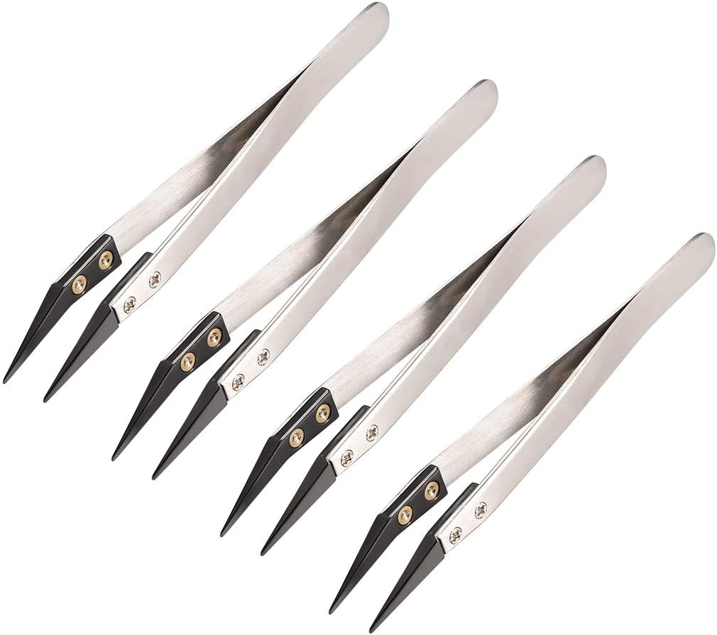 uxcell Precision Ceramic Tweezers Non-Conductive Heat Resistant Anti ...