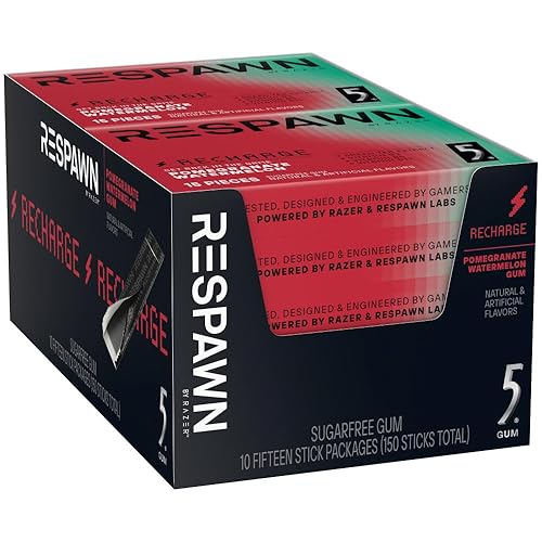 RESPAWN BY RAZER Gum, Pomegranate Watermelon Sugar Free Chewing Gum ...