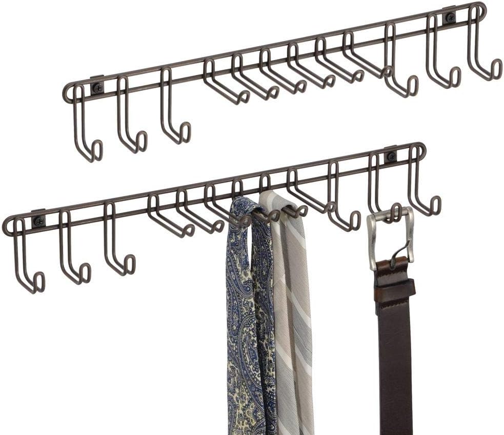 mDesign Juego de 2 percheros de Pared – Corbatero para Cinturones y ...