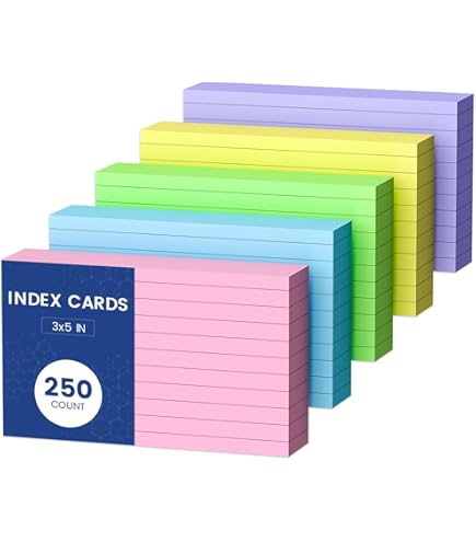 3x5 Flash Cards 250 Count Colored Index Cards 3x5 - Lined Flash Cards ...